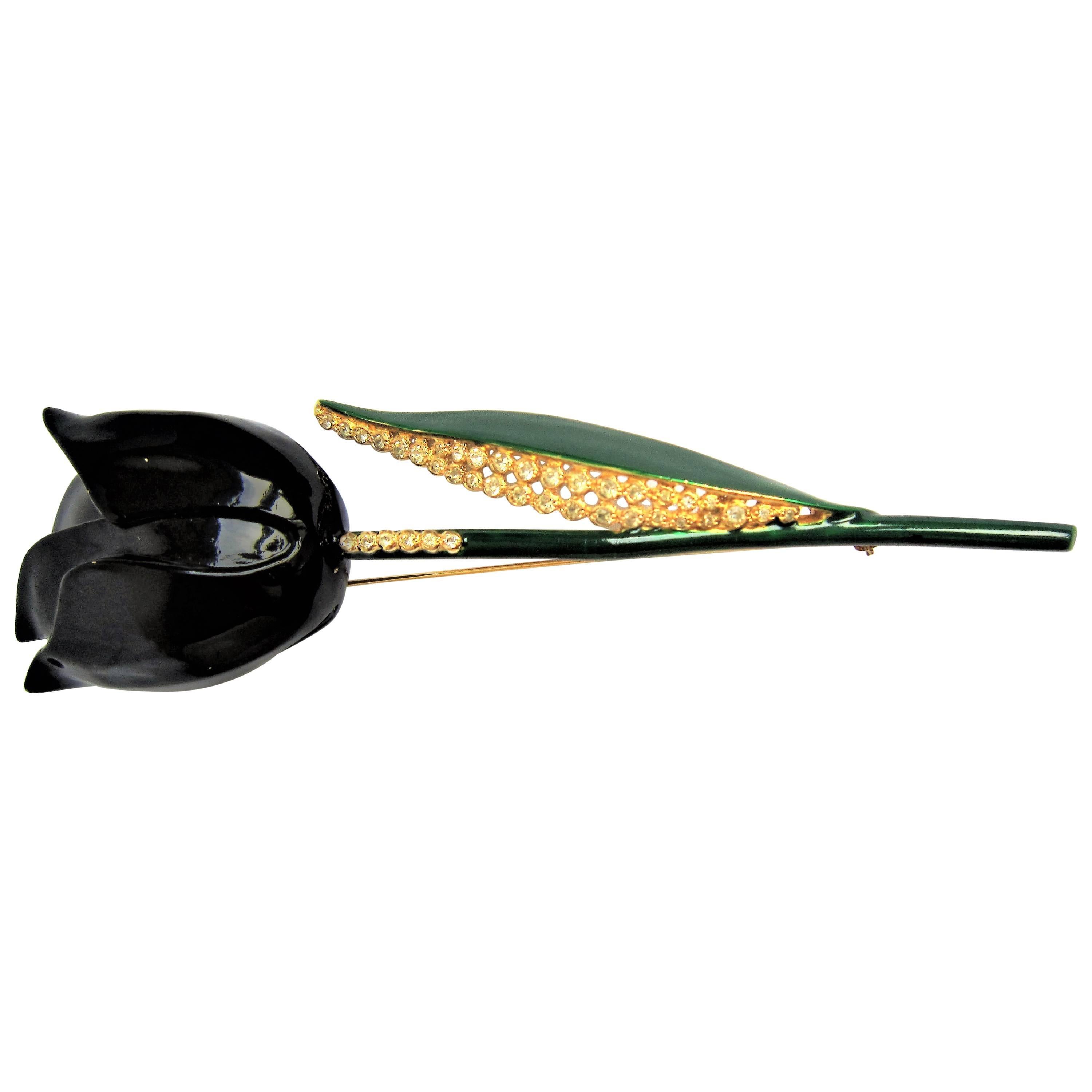 VALENTINO tulip enamel brooch For Sale at 1stDibs