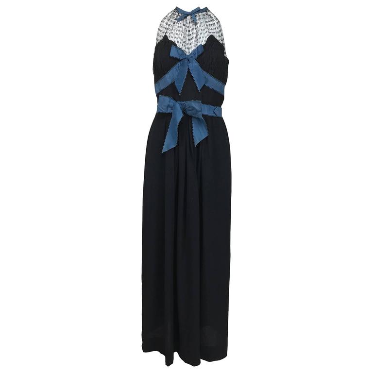 Mainbocher 1946 black crepe and net dress with hood estate of Ruth ...