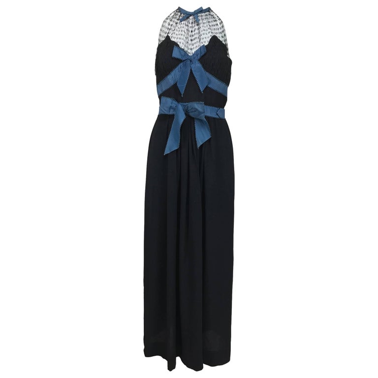 Mainbocher 1946 black crepe and net dress with hood estate of Ruth ...