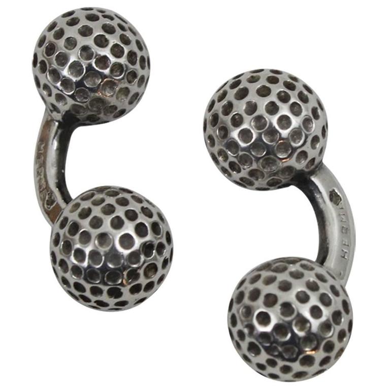 Vintage Hermes Silver Golf Ball Cufflinks at 1stDibs | hermes cufflinks ...