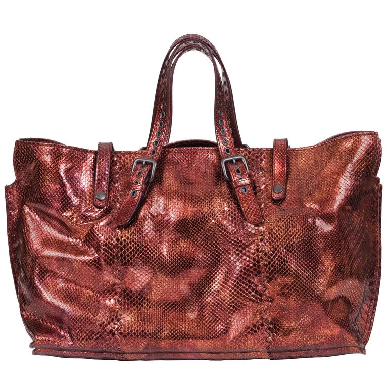 Bottega Veneta Metallic Rust Python Tote Bag For Sale at 1stDibs ...