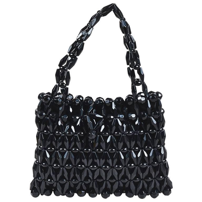 Vintage Bottega Veneta Black Beaded Embellished Top Handle Evening ...