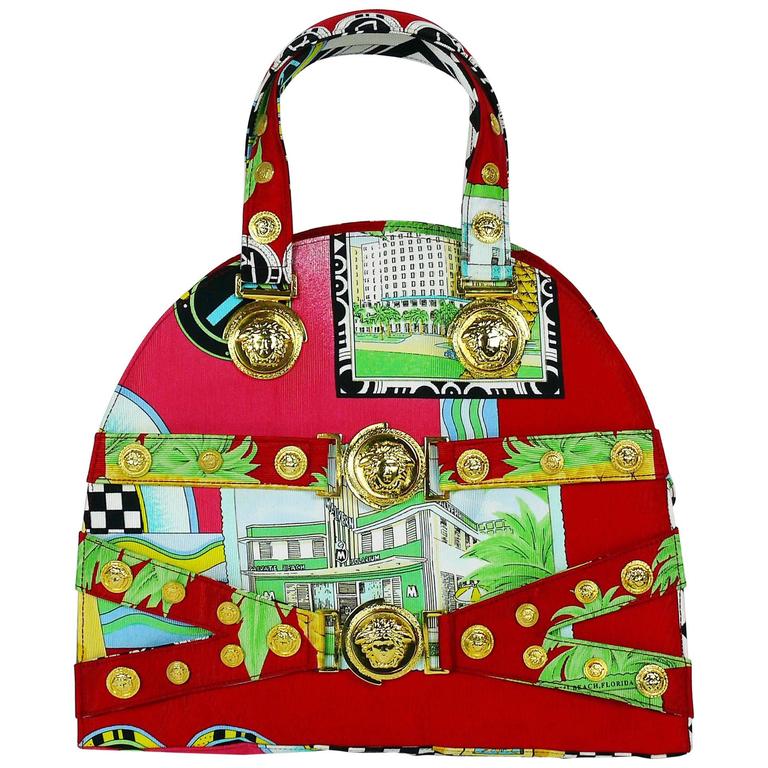 Gianni Versace Couture Vintage 1990s Miami Print Bag at 1stDibs