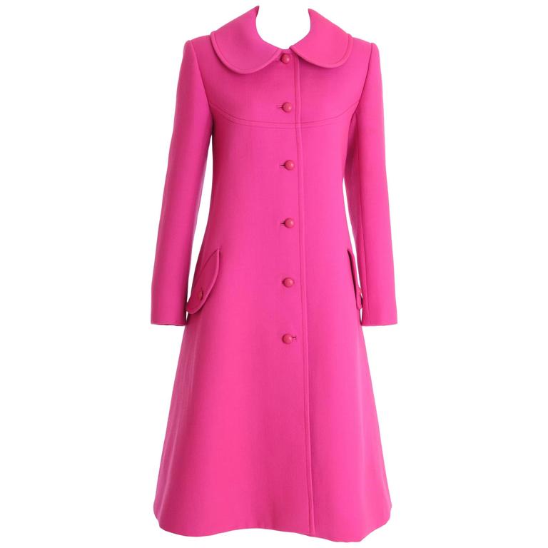 1970s Miss Dior Shocking Pink Overcoat at 1stDibs