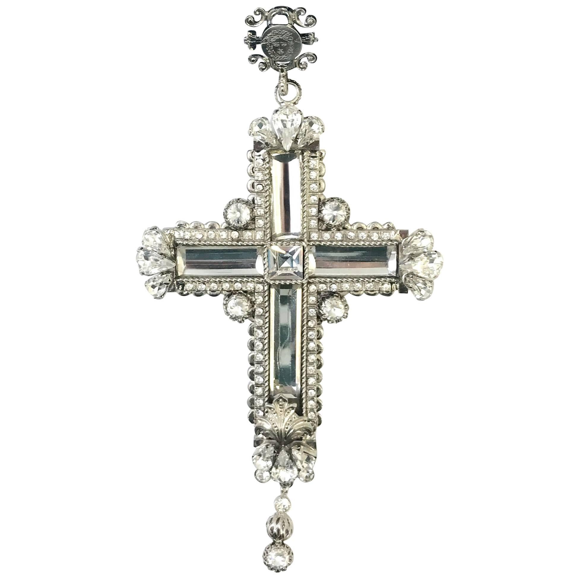 Gianni Versace rope cross choker silver tone, 1990s at 1stDibs