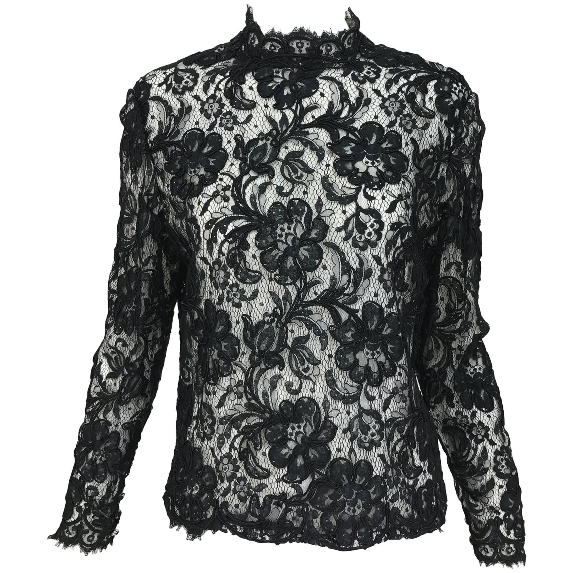 Chanel black Chantilly lace sleeveless top 2004A For Sale at 1stDibs ...