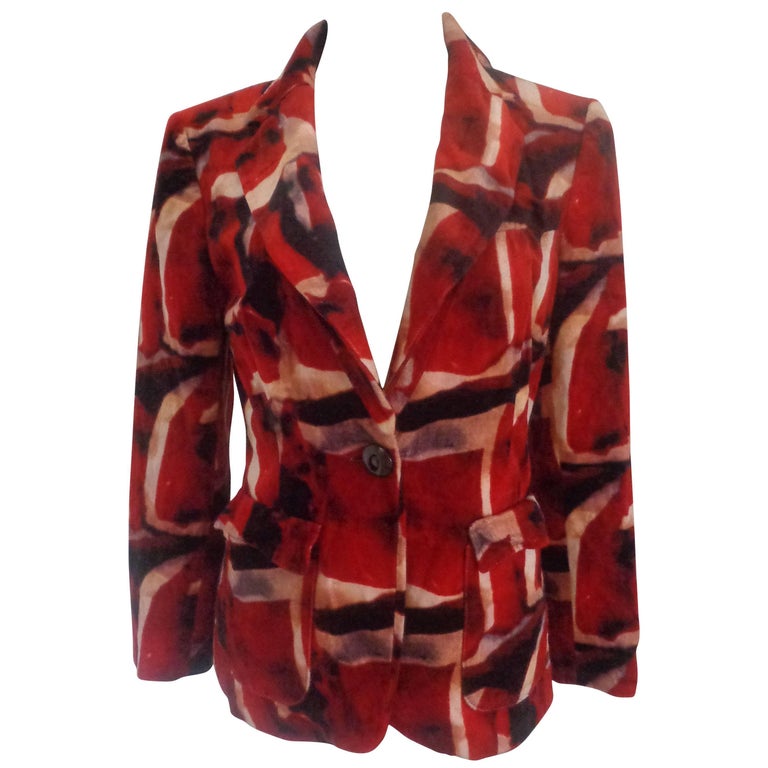 Iceberg Red multicolour Velvet Cotton Jacket at 1stDibs