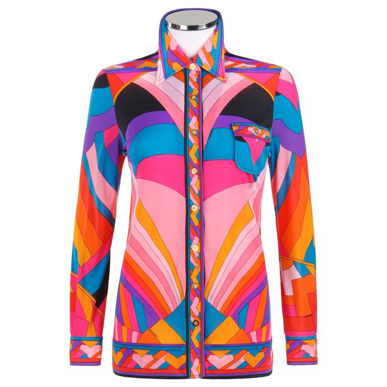 LEONARD Paris c.1973 Fashion Multicolor Geometric Signature Print ...