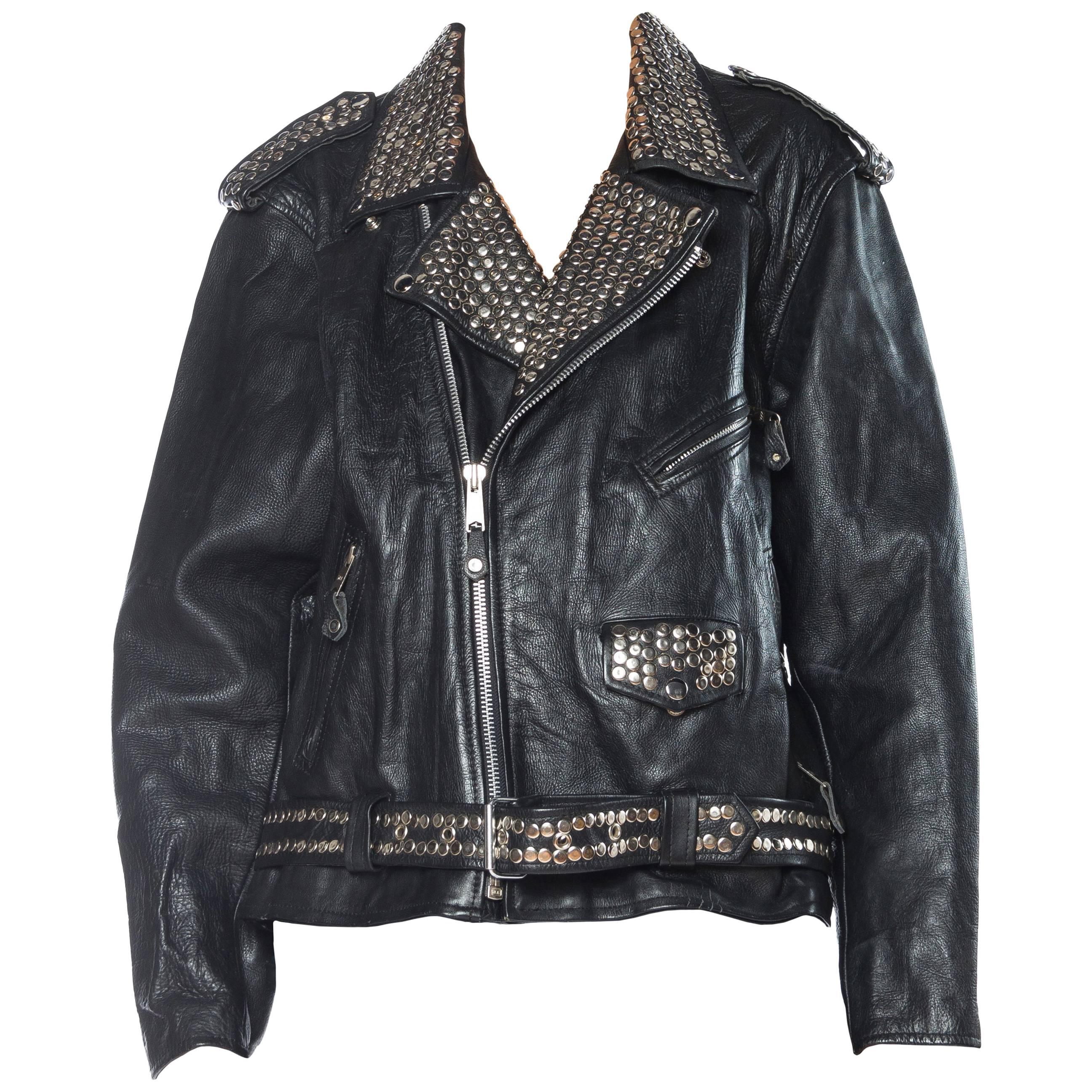 Studded Punk Leather Biker Jacket at 1stDibs | punk studded jacket