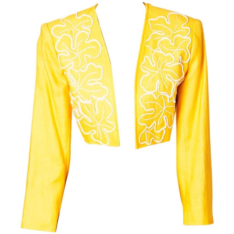 Yves Saint Laurent Cropped Linen jacket at 1stDibs | cropped white ...