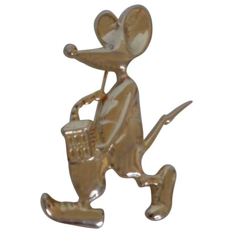Gold Tone Mouse Brooch Pin at 1stDibs