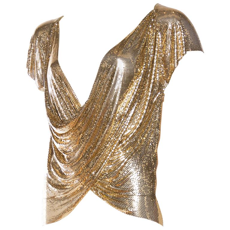 1980s Ferrera for Whiting and Davis Gold Metal Mesh Top at 1stDibs ...