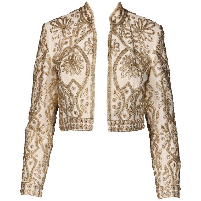 1960s Vintage Beaded + Rhinestone Jacket at 1stDibs