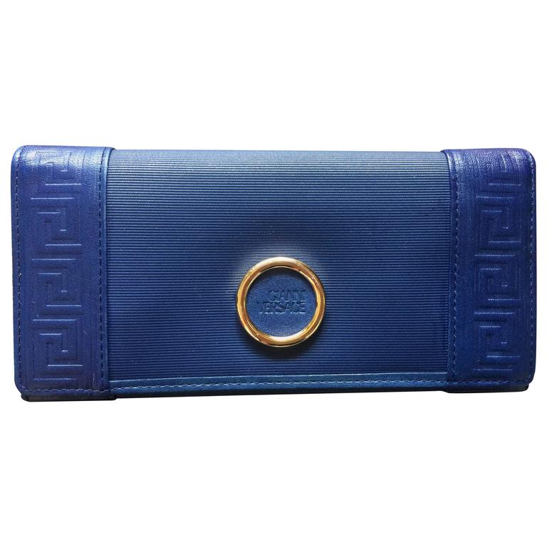 Vintage Gianni Versace blue wallet with geometric pattern and logo ...