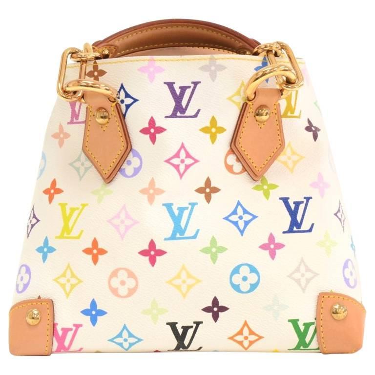 Louis Vuitton Audra White Multicolor Monogram Canvas Hand Bag at 1stDibs