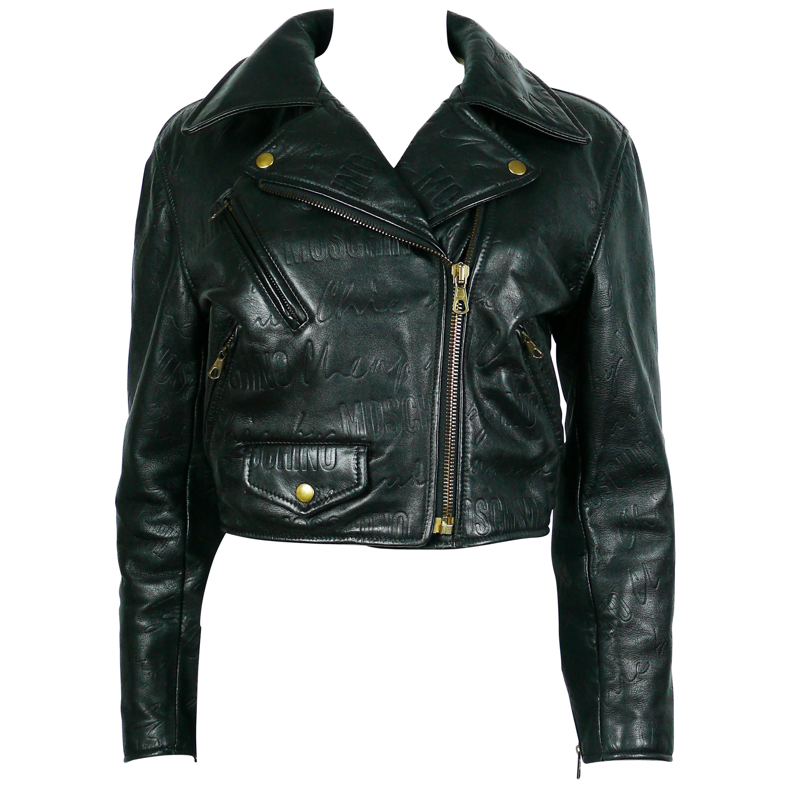 Moschino Vintage Iconic Black Leather Biker Jacket Fall/Winter 1990-91 ...