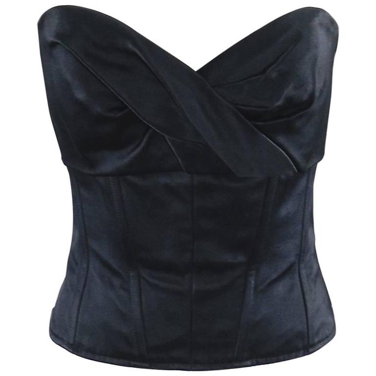 Chanel Vintage 1995 Fall Silk Satin Strapless Corset Bustier at 1stDibs ...