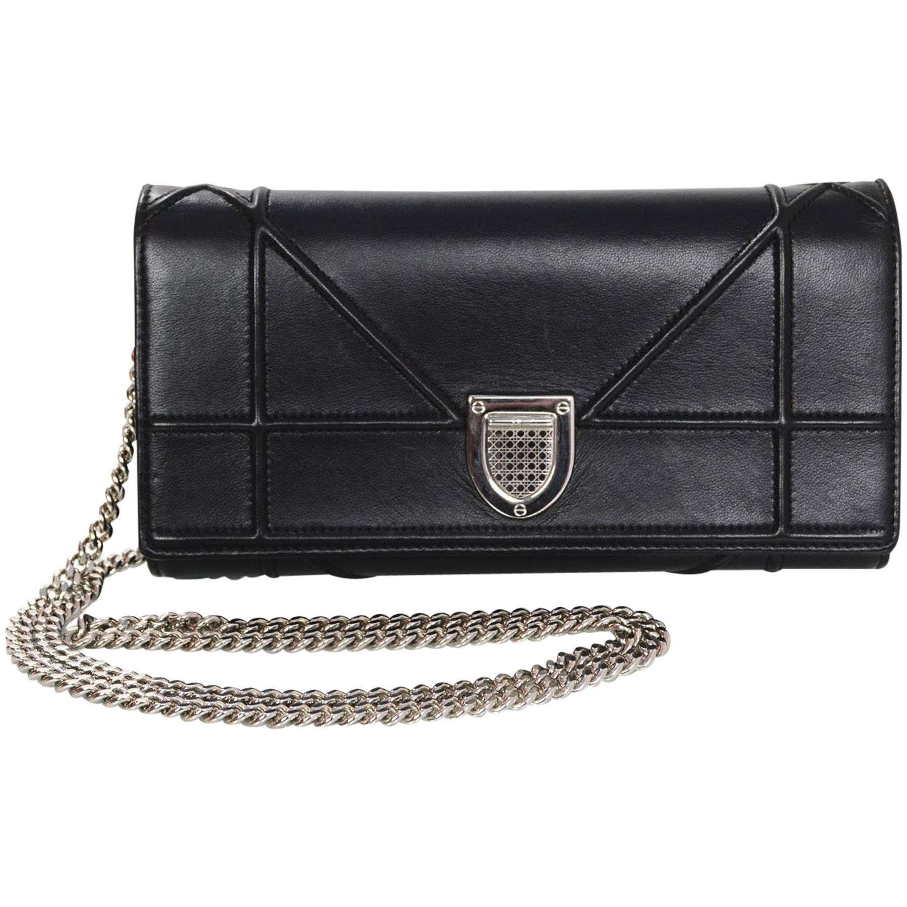 Christian Dior Black Diorama Croisiere WOC Wallet on a Chain Crossbody ...