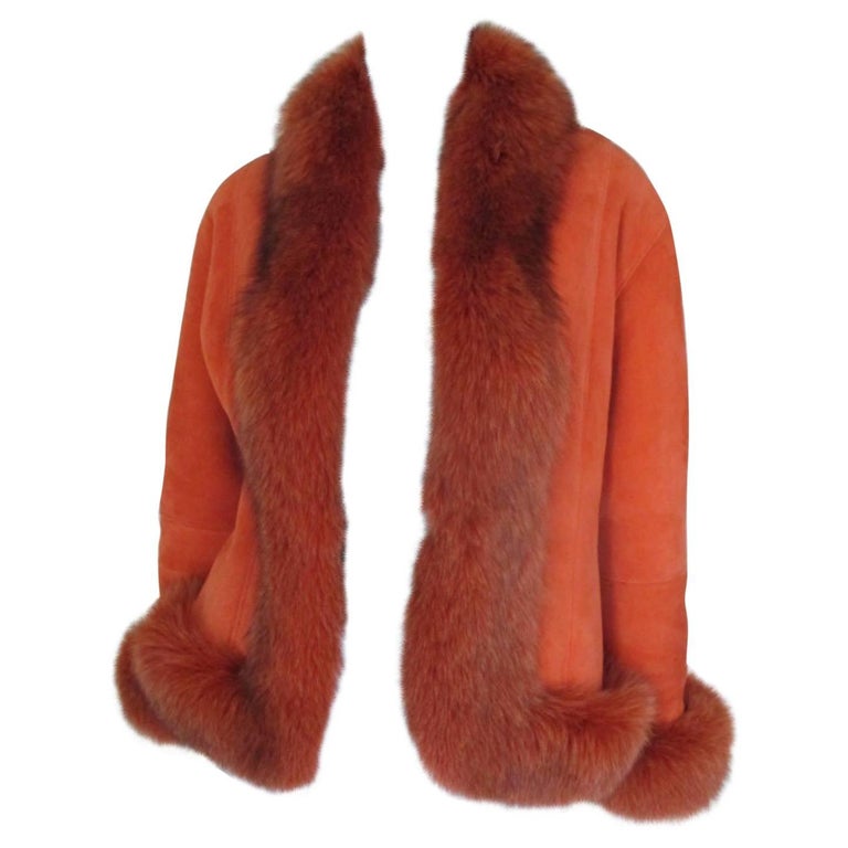 Orange Shearling Jacket Trimmed with Fox Fur For Sale at 1stDibs ...