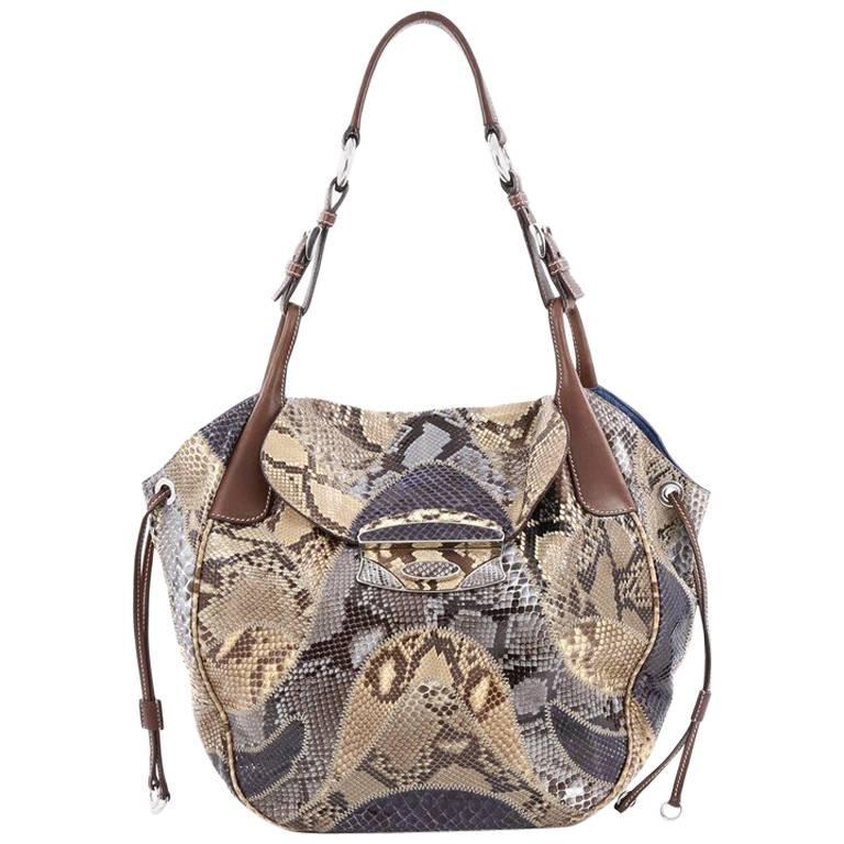 Prada Pushlock Tote Patchwork Python Large at 1stDibs