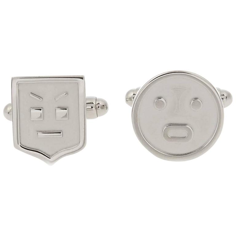 Fendi NEW Men's Silver Tone Palladium Emoji Cuff Links at 1stDibs ...