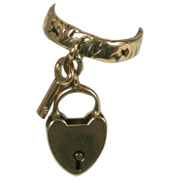 Charming Lock and Key Charm Ring For Sale at 1stDibs | gold lock charm