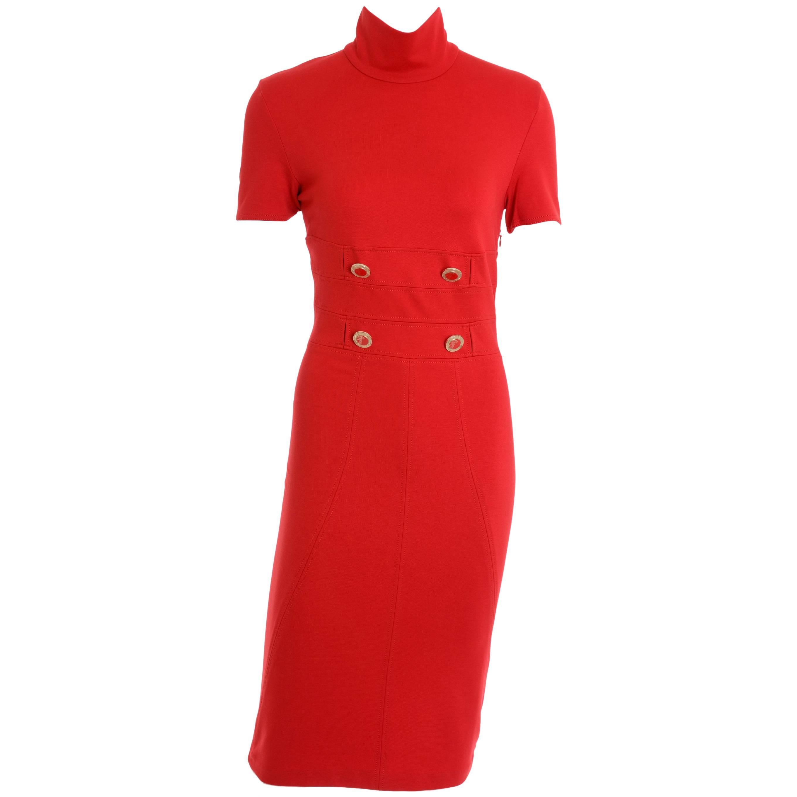 Gianni Versace Red Stretch Dress at 1stDibs
