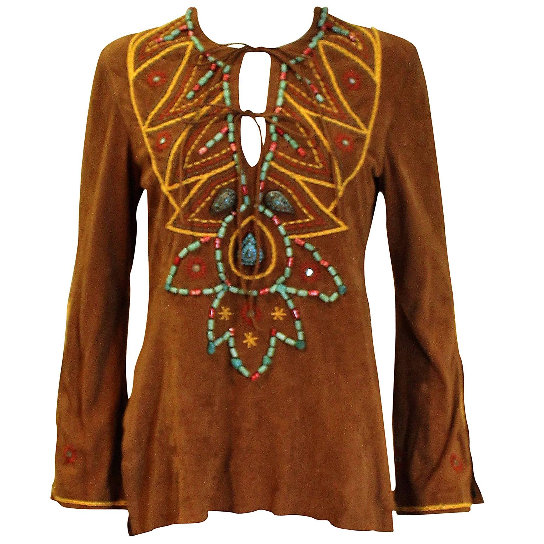 Vintage Boho Suede Top at 1stDibs