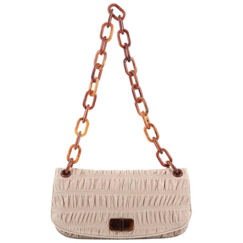 Prada Resin Chain Gaufre Flap Bag Leather Medium at 1stDibs