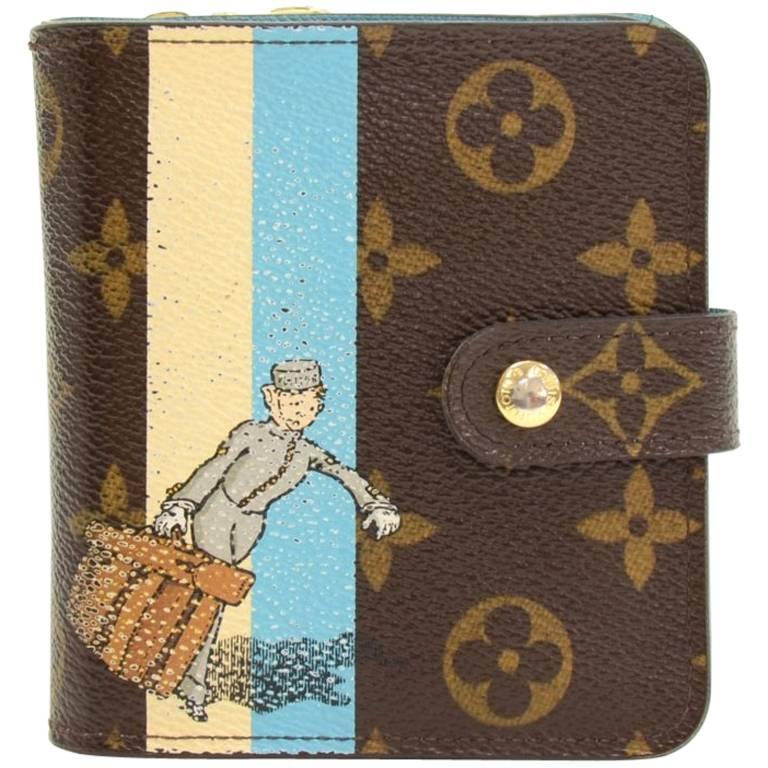 Louis Vuitton Compact Zip Groom Blue Monogram Canvas Wallet at 1stDibs