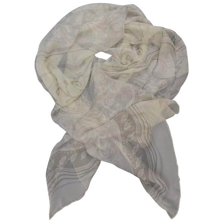 GIORGIO ARMANI Light Beige Abstract Brocade Stripe Sheer Silk Chiffon ...