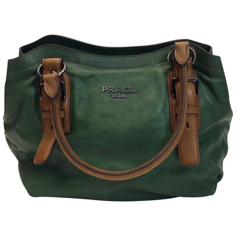 Prada Olive Green Leather Tote For Sale at 1stDibs | olive green ...