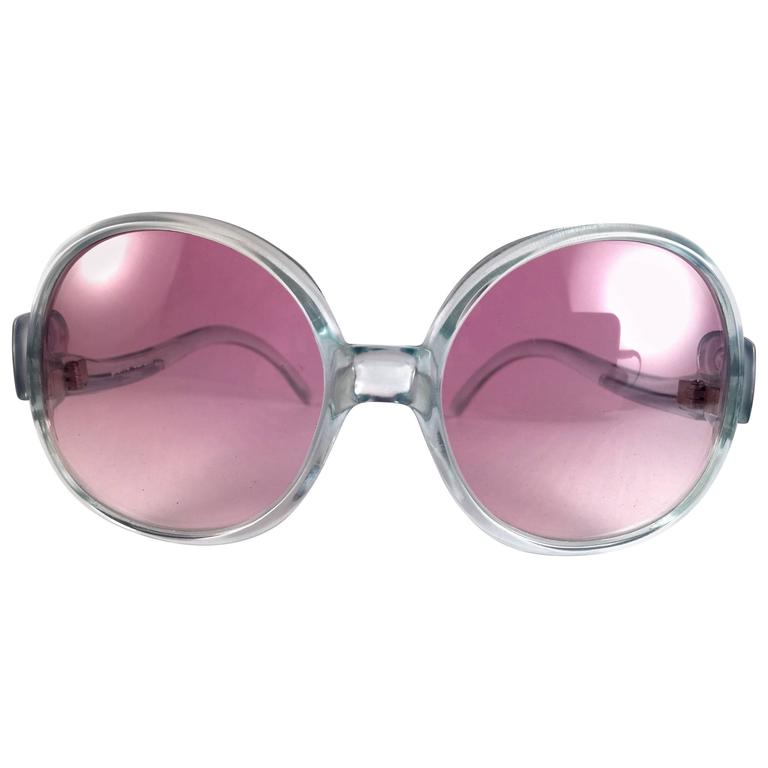 New Vintage Pierre Cardin Oversize Translucent Grey Rose Lens 1970s Sunglasses At 1stdibs