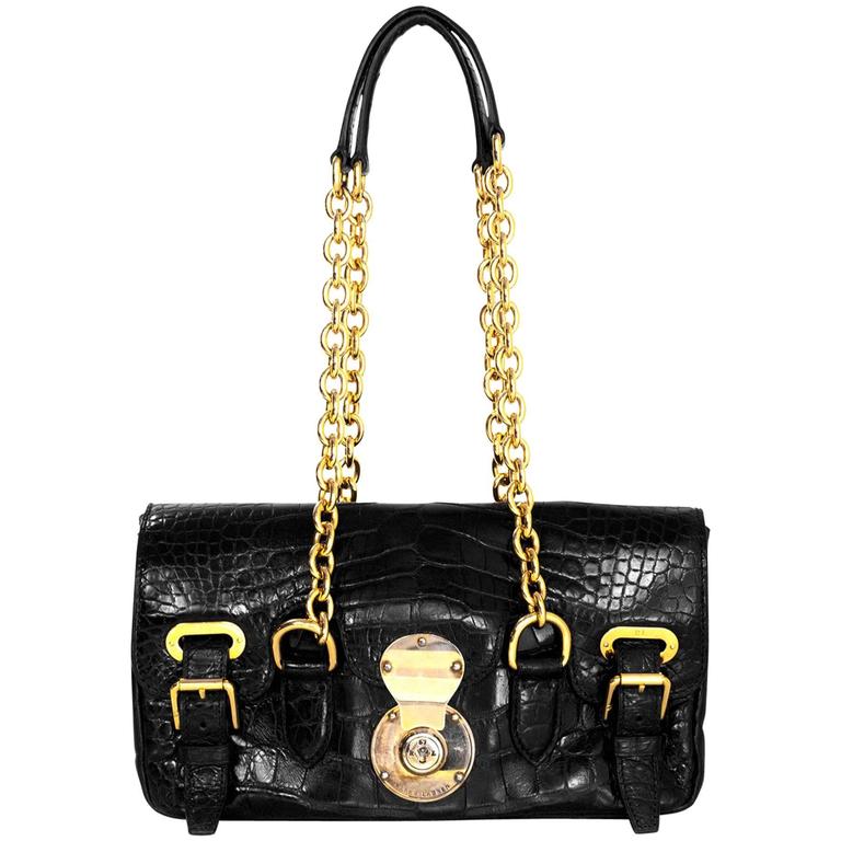 Ralph Lauren Black Alligator Ricky Shoulder Bag For Sale at 1stDibs