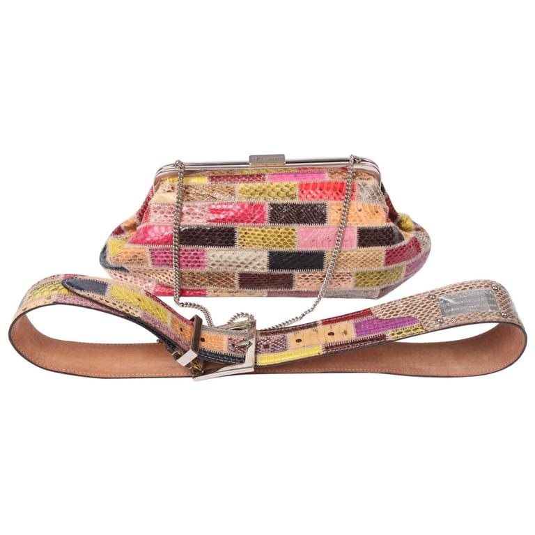 Dolce and Gabbana Python Patchwork Clutch and Belt - multi colour at ...