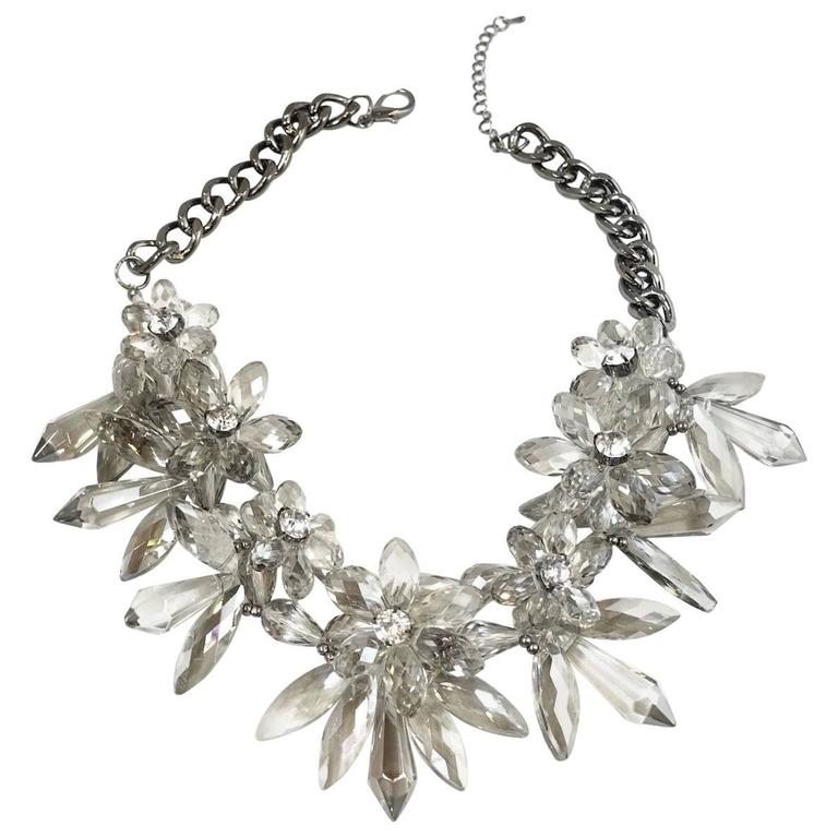Brilliant Crystal Floral Necklace For Sale at 1stDibs