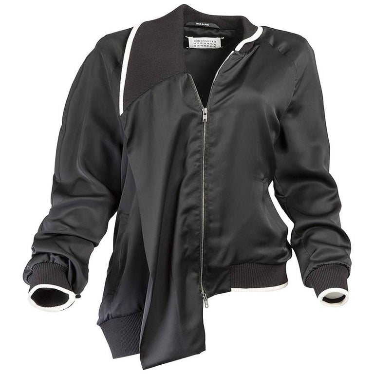 Maison Martin Margiela Black Silk Asymmetric Bomber Jacket at 1stDibs ...