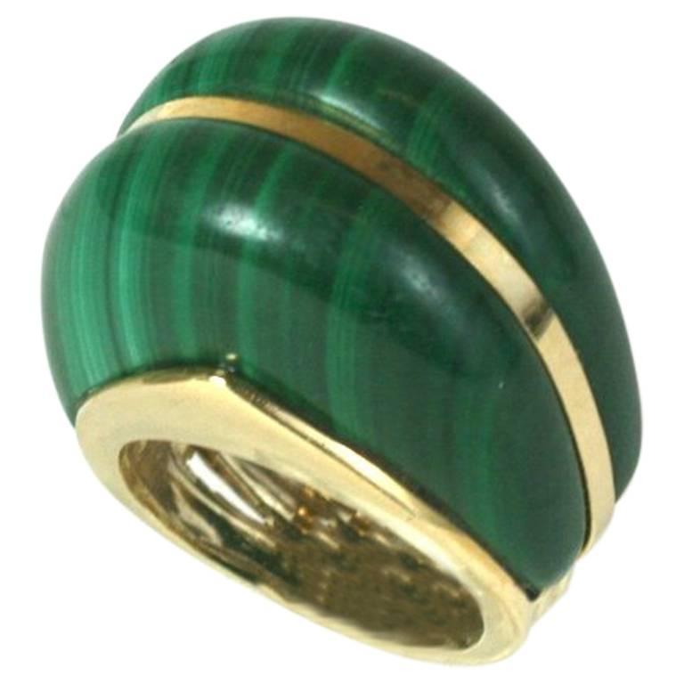 Malachite and Onyx Pink Gold Ring For Sale at 1stDibs