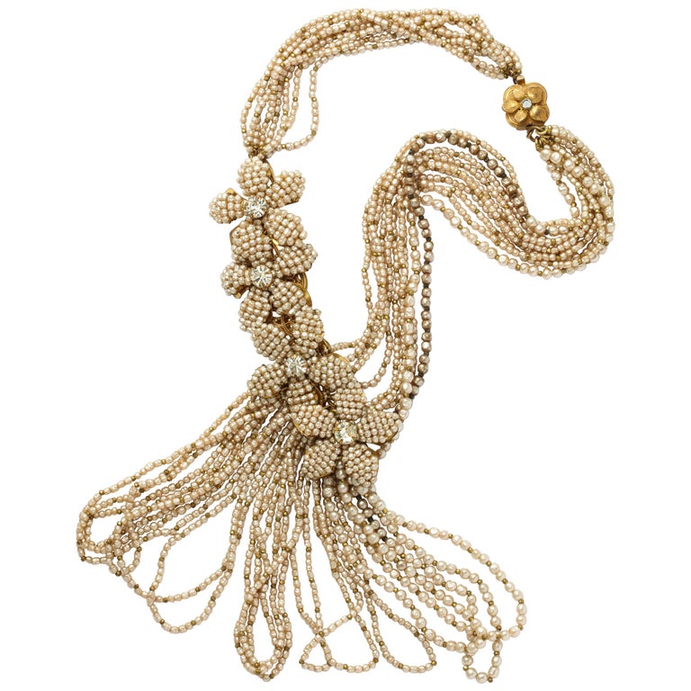 Early Miriam Haskell Seed Pearl Necklace at 1stDibs