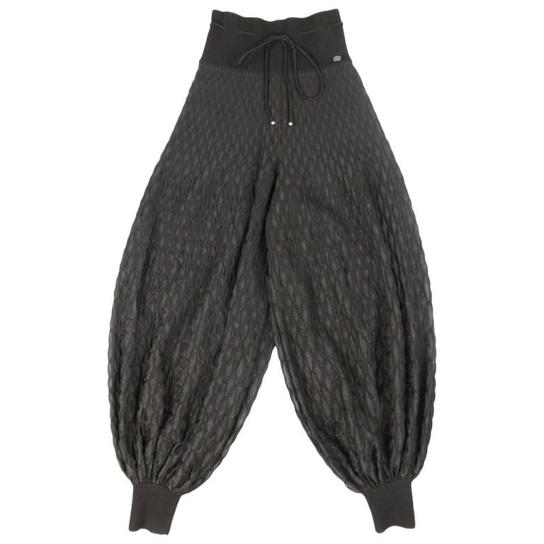 CHANEL Size 6 Black Sheer Net Pattern Knit Balloon Harem Style Dress Pants at 1stDibs | balloon ...