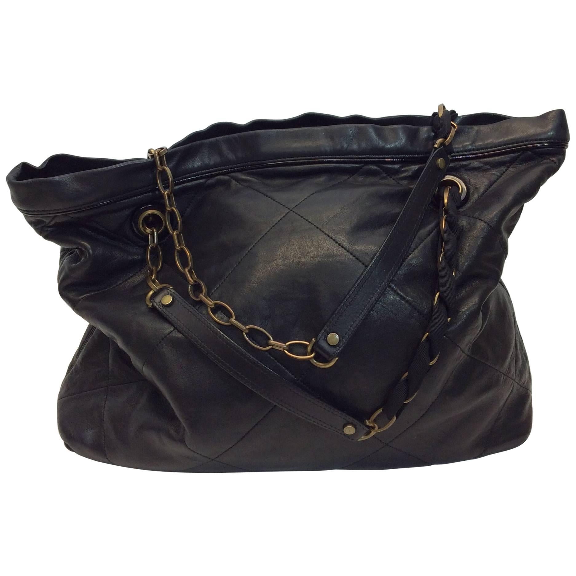 Lanvin Quilted Leather Large Chain Link Purse For Sale at 1stDibs