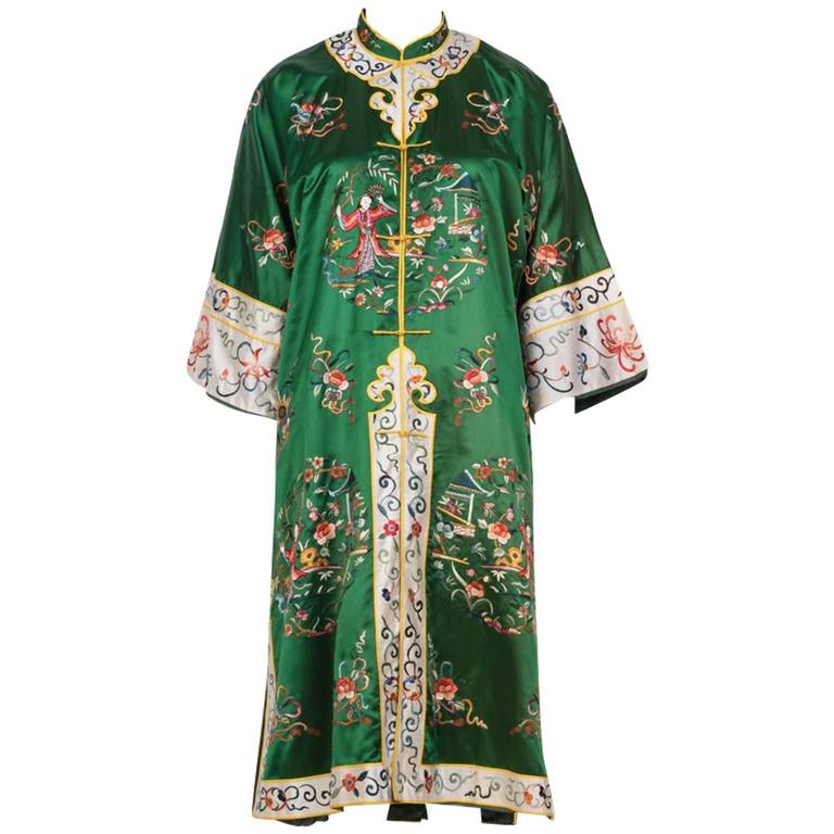 VINTAGE, Hand Embroidered Chinese Robe For Sale at 1stDibs