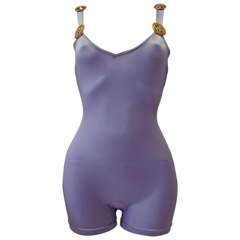 Gianni Versace Stretch Lilac Bathing Suit at 1stDibs