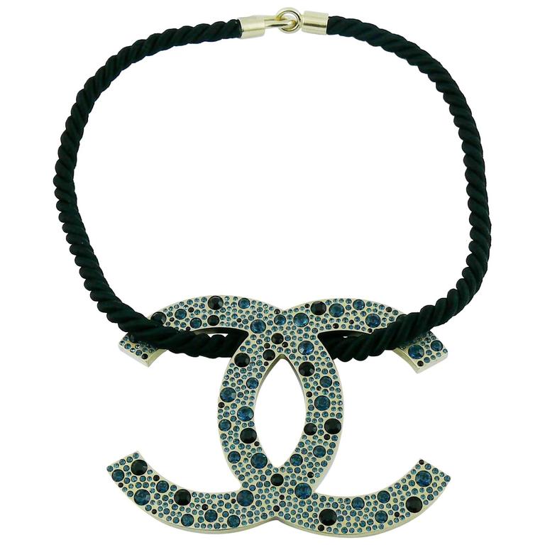 Chanel Rare Jewelled Jumbo CC Logo Necklace Spring Summer 2008 at 1stDibs