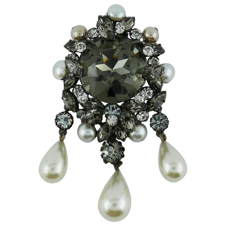 Vintage Massive Jewelled Brooch Pendant For Sale at 1stDibs