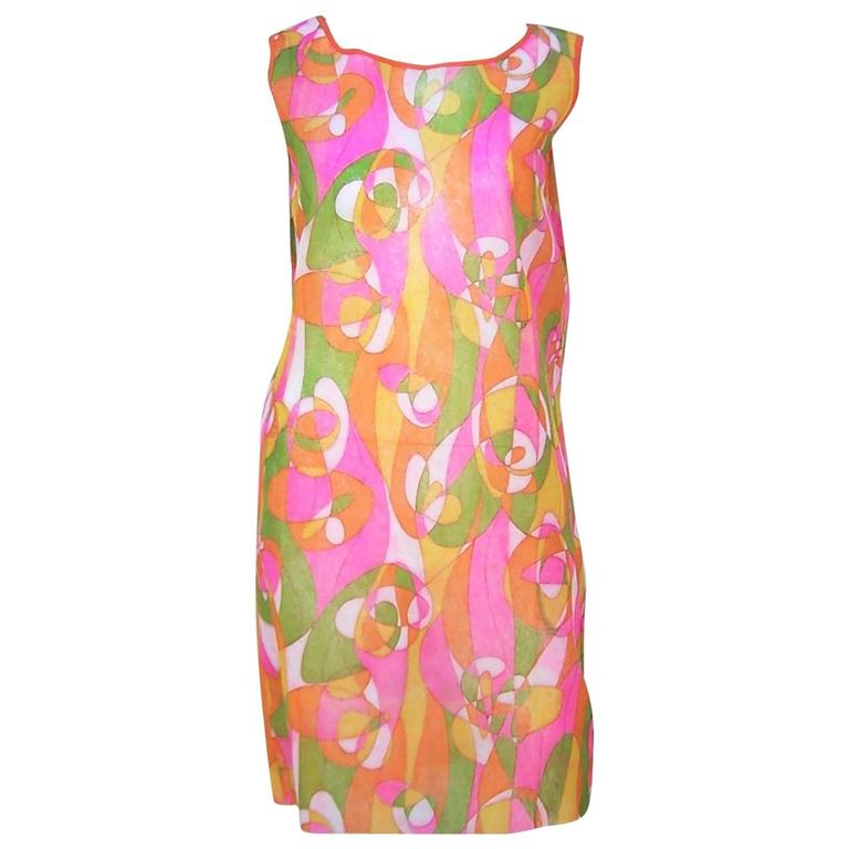 1960's Mod Beau Monde Go Go Neon Pink Paper Dress at 1stDibs | 1960's ...