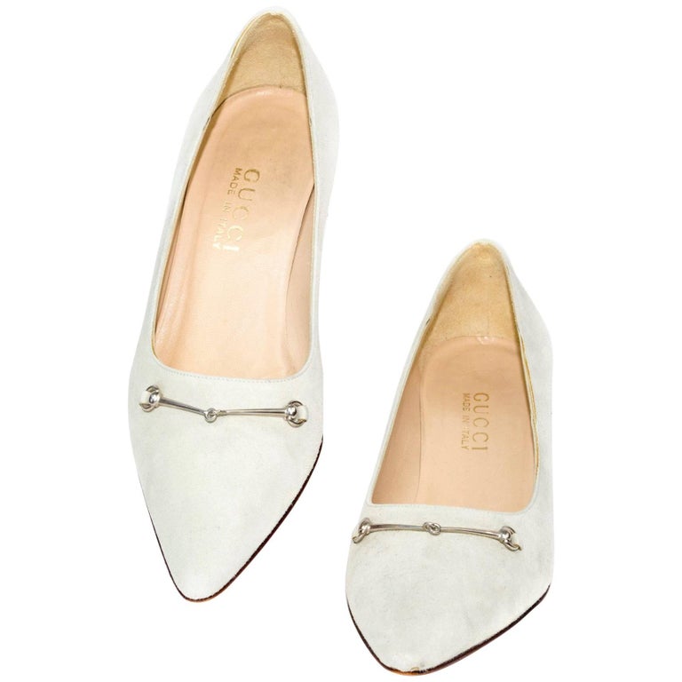 Gucci Ivory Suede Kitten Low Heels For Sale at 1stdibs