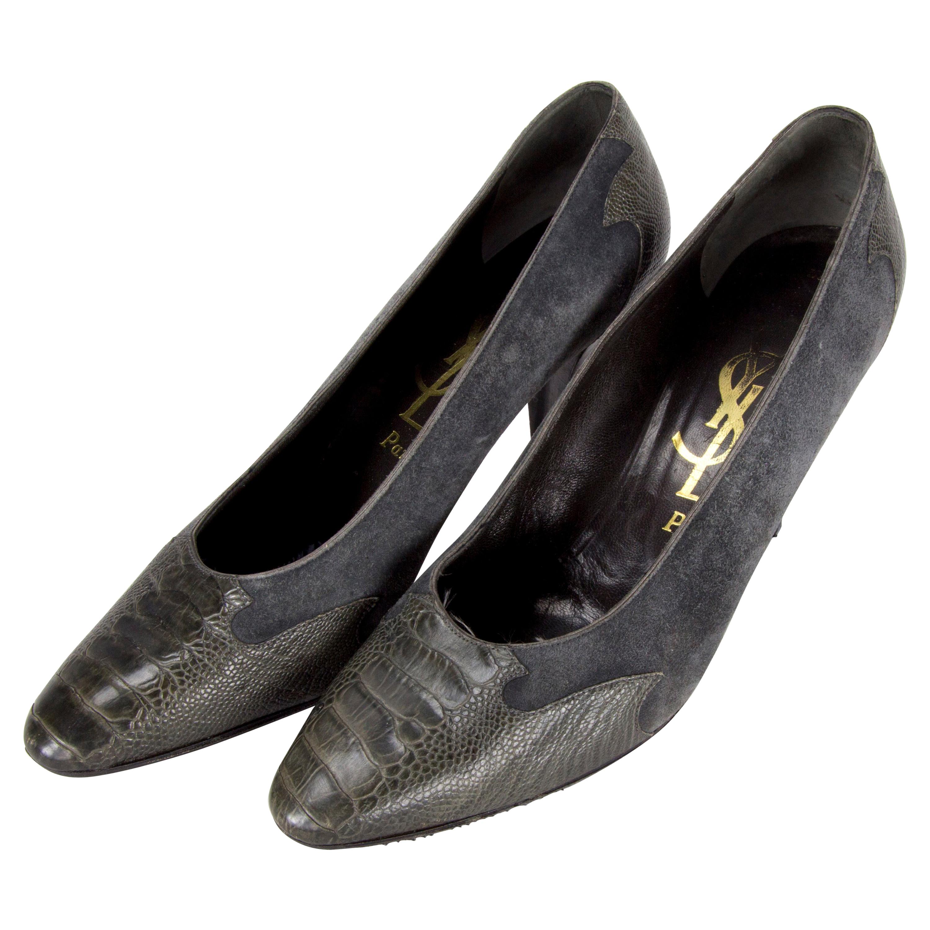 YSL Yves Saint Laurent Shoe Tribute Gunmetal Metallic 39.5 / 9.5 For ...