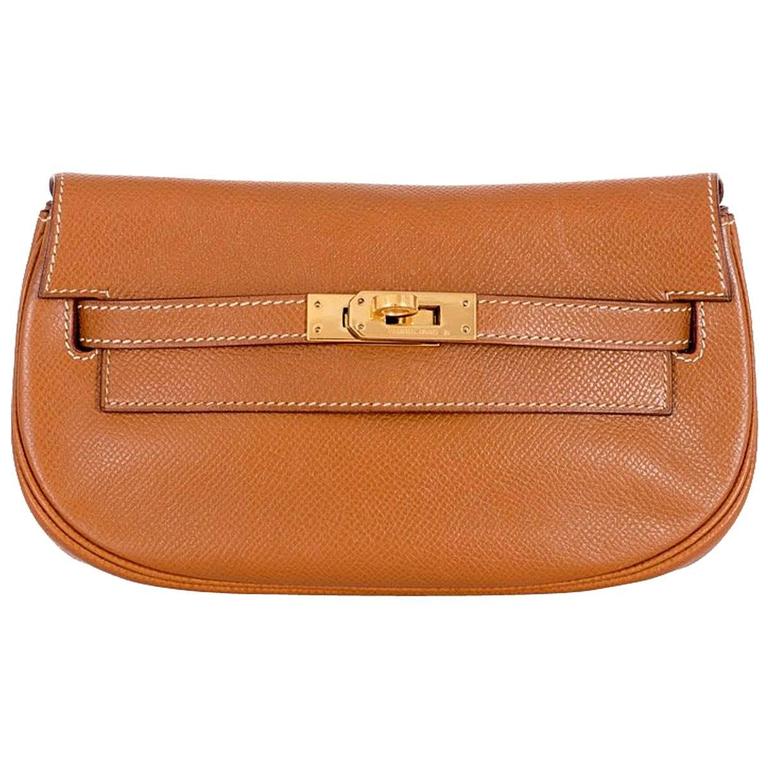 Hermes Kelly Pochette Clutch Gold Convertible Belt bag Vintage Must at ...