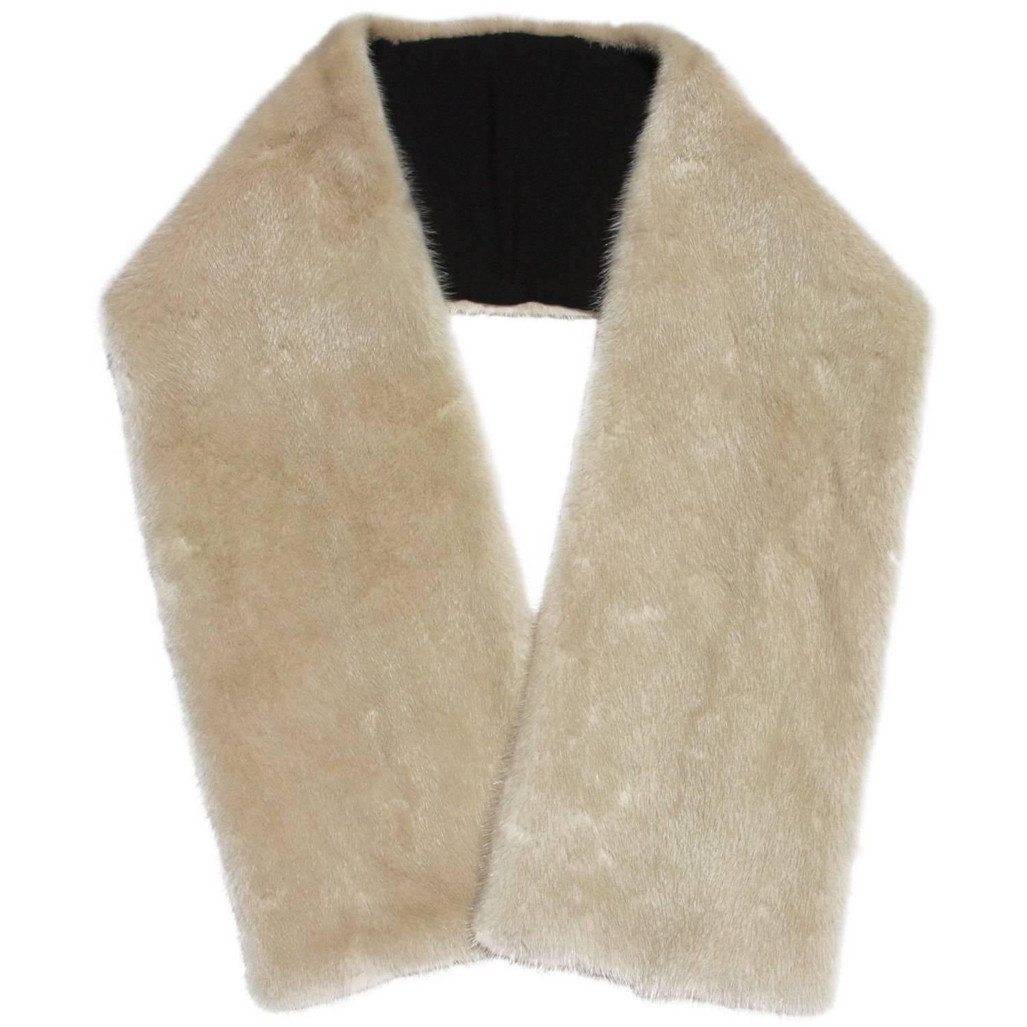 New GUCCI $2200 MINK Classic Beige Long Stole Scarf Wrap 50" x 7" at ...